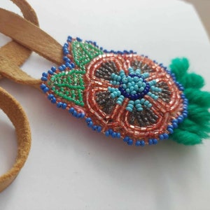 Vintage Yukon Hand Beaded First Nations Leather Flower Necklace - Etsy
