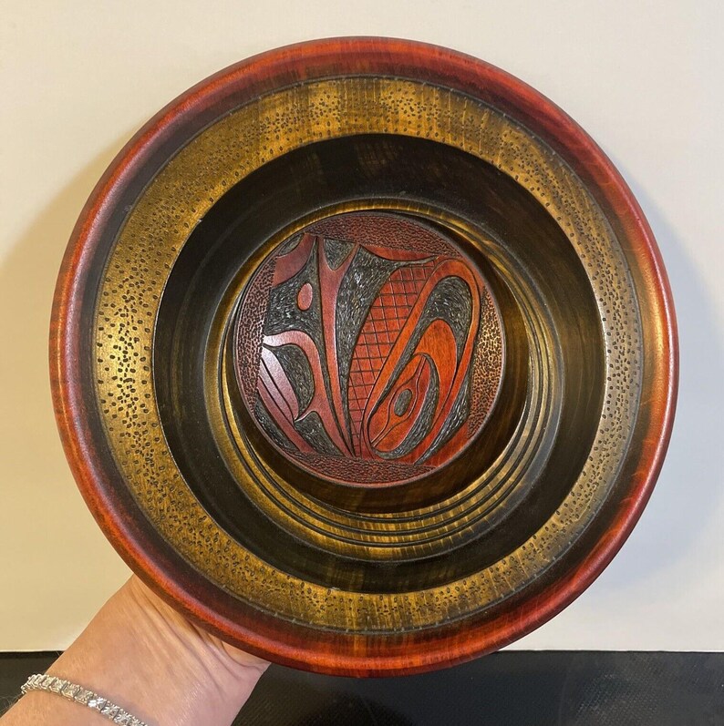 Douglas J Fisher First Nations Small Wood Carved and SIGNED Plate - Etsy