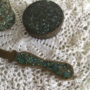 Vintage TURQUOISE Stone Inlay SET - Etsy