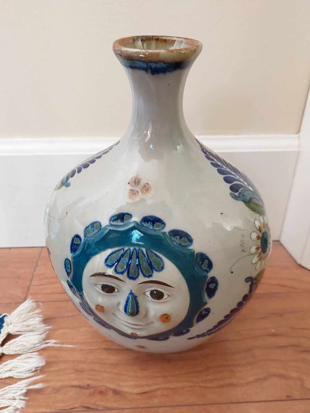 Vintage Mexico Tonala 2 Sided Sun Face Vase - Etsy