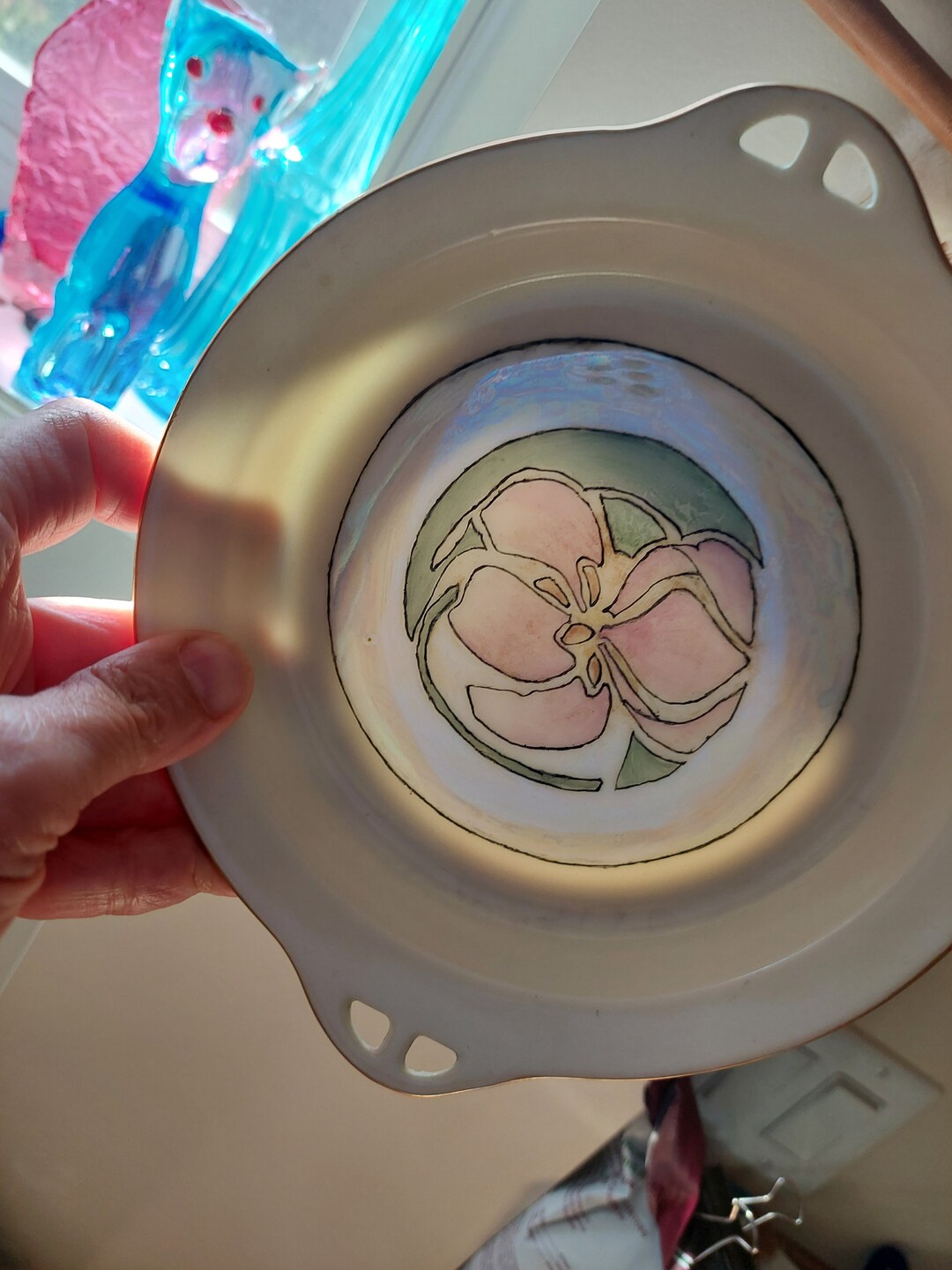 Vintage 1940's Hand Painted Flower Plate - Etsy