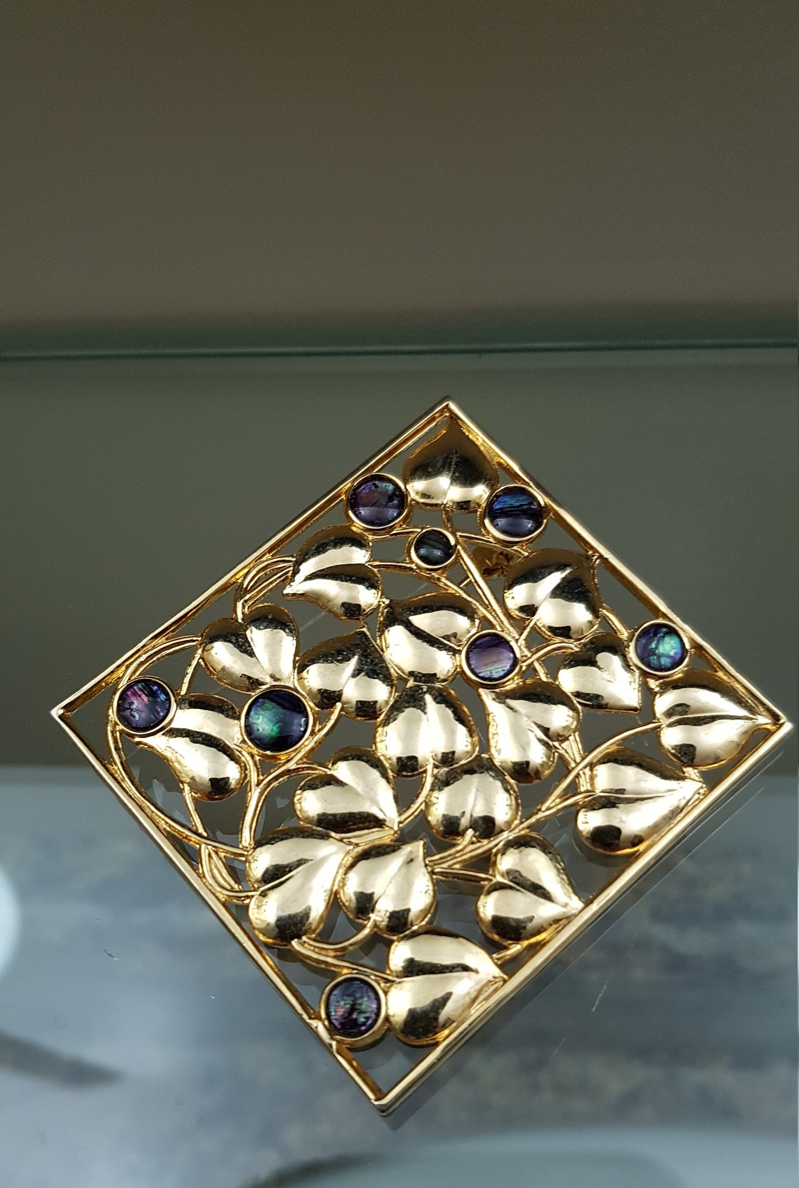 Vintage Inlaid Abalone Shell DURI Brooch Gorgeous Large - Etsy