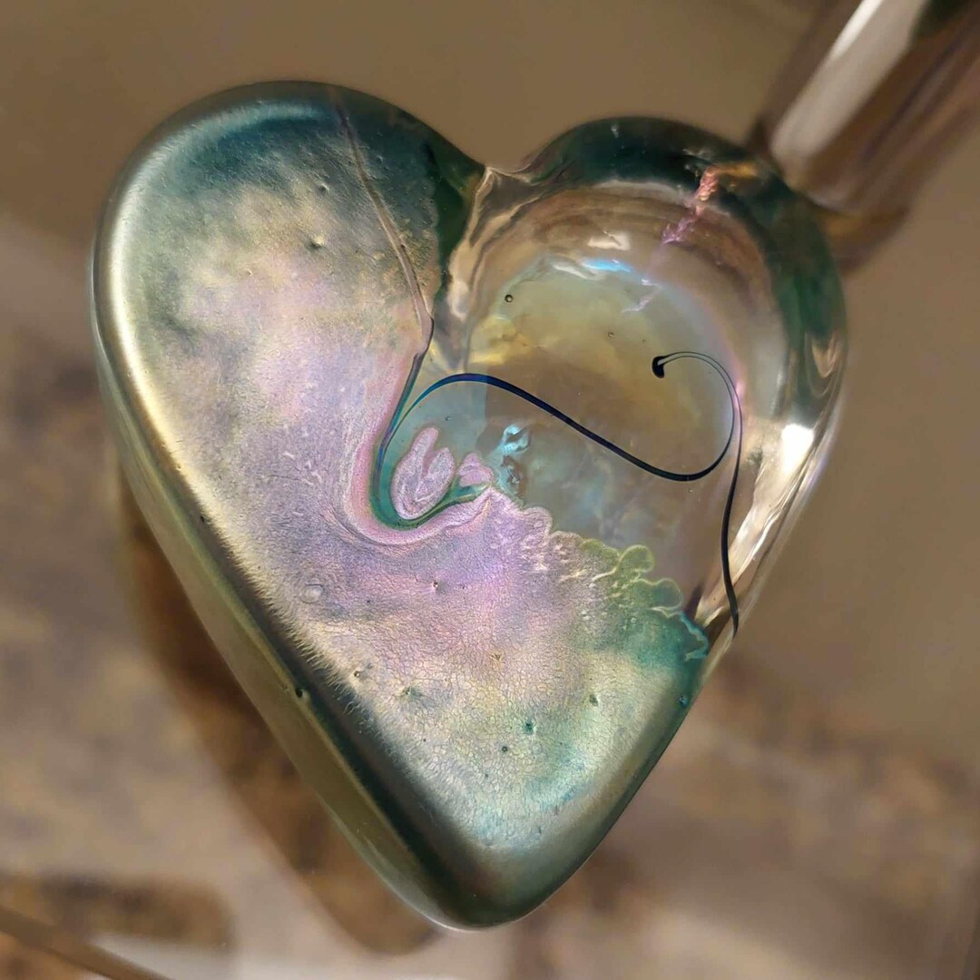 TEAL BLUE Swirl Design Heart Robert Held, Iridescent Heart Shaped Paper ...