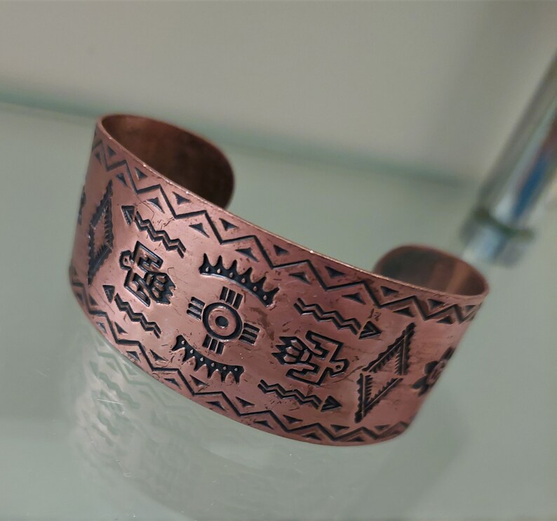 First Nations Copper Engraved Native Design Shadow Cuff - Etsy