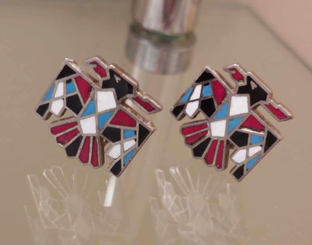 Thunderbird First Nations Vintage Enamel Clip on Earrings - Etsy