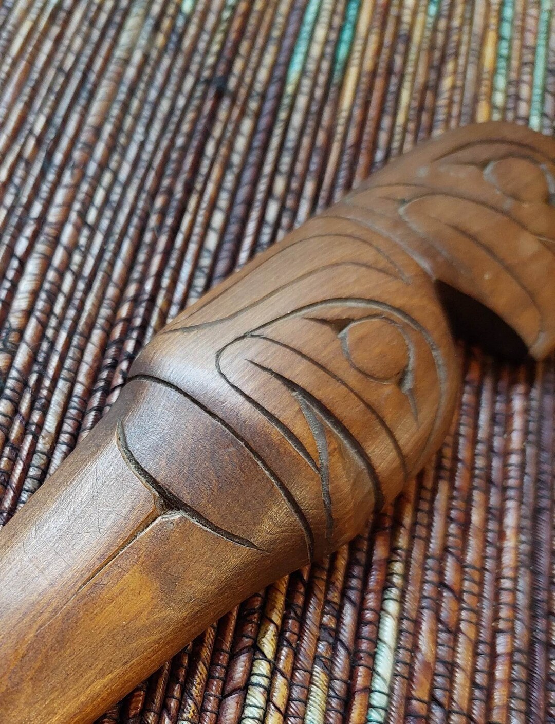 First Nations Vintage Al August eagle & Frog Wood Carving With ...