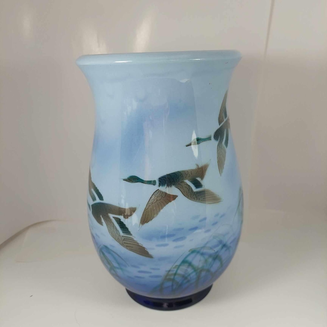8 Inch Falcon Ware Pottery Hand Painted Vase Misty Morning Circa 1970s ...