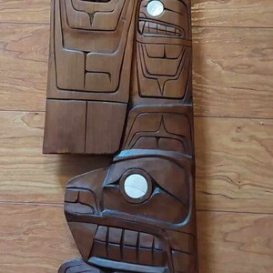 42 Inches First Nations Cedar LARGE Vintage Carving, Signed AT, British ...