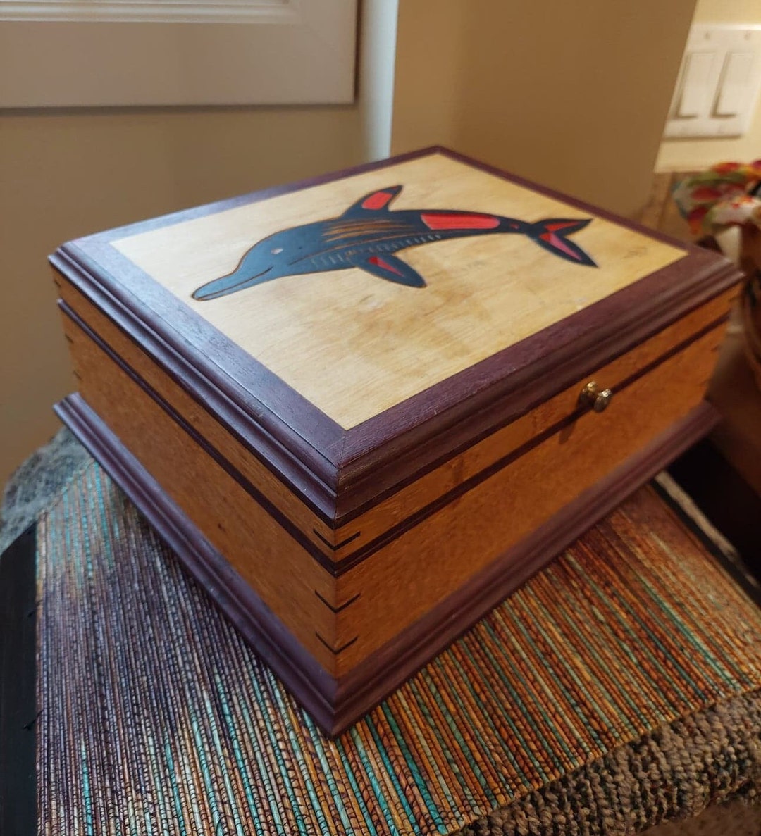 First Nations Dolphin Hand Carved and Painted Large Box - Etsy