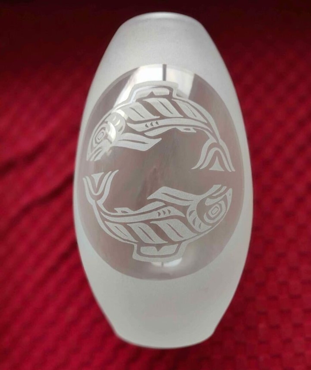 First Nations Frosted Glass salmon Art Vase, 10 X 6 Inches - Etsy