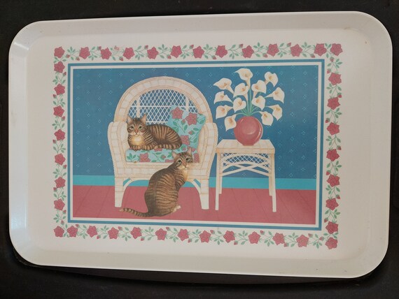 Vintage Italian Decorative Melamine Cat Scene Rectangle Tray - Etsy