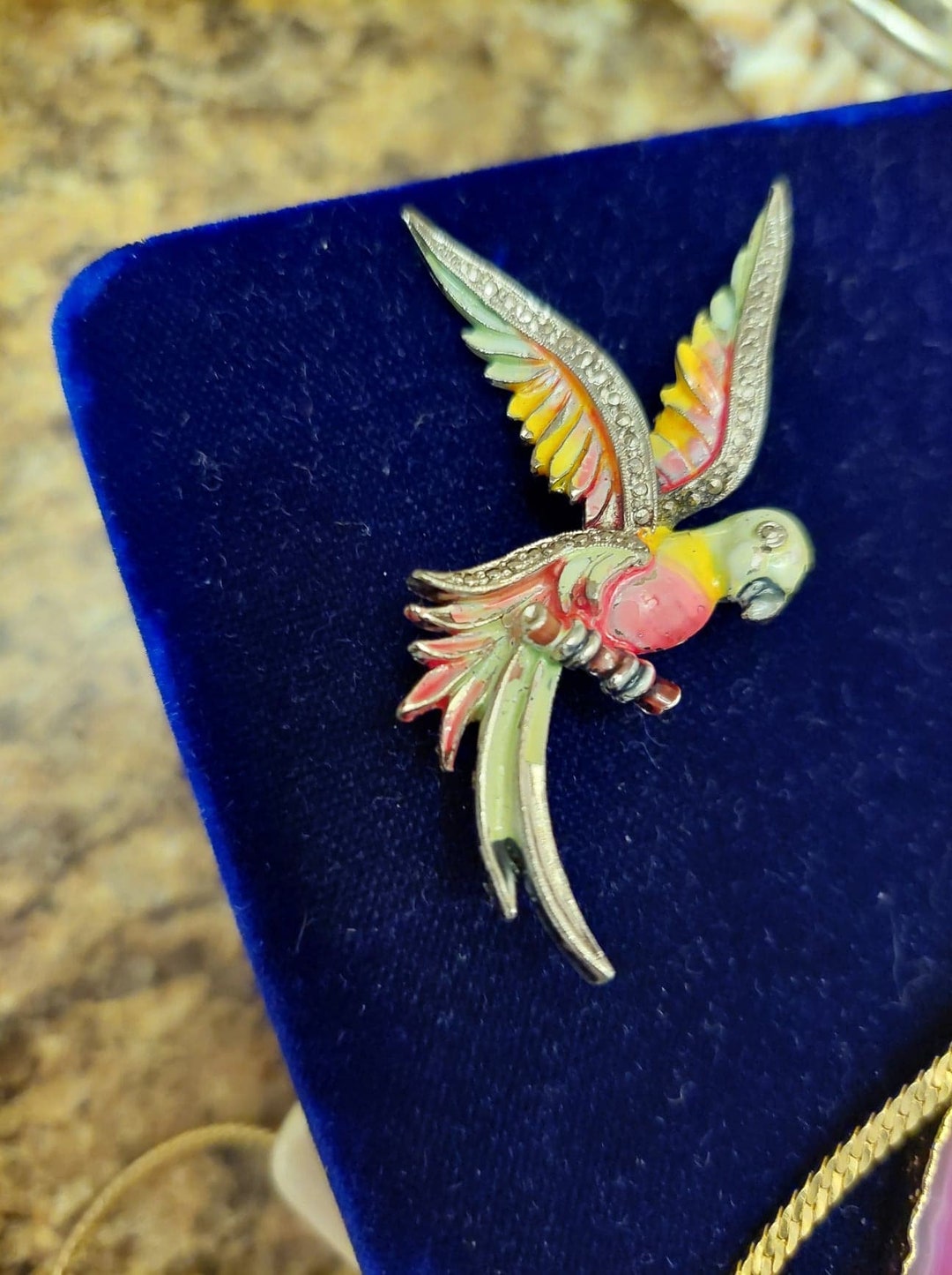 Handmade Painted Enamel Parot Vintage Brooch - Etsy