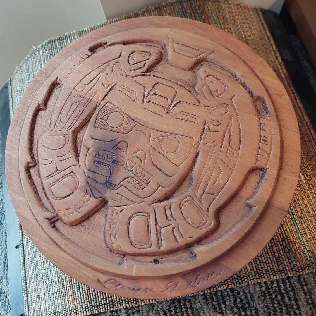 Haida Art Clarence Wells SALMON Cedar Wood Carved Cedar Container - Etsy