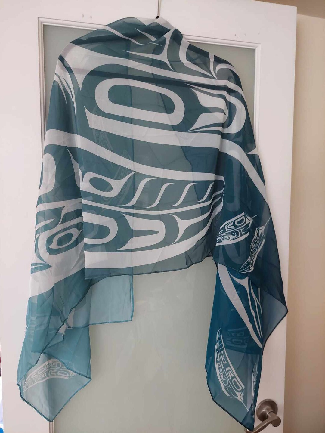 First Nations Native Feather Design Blue and White Scarf or - Etsy