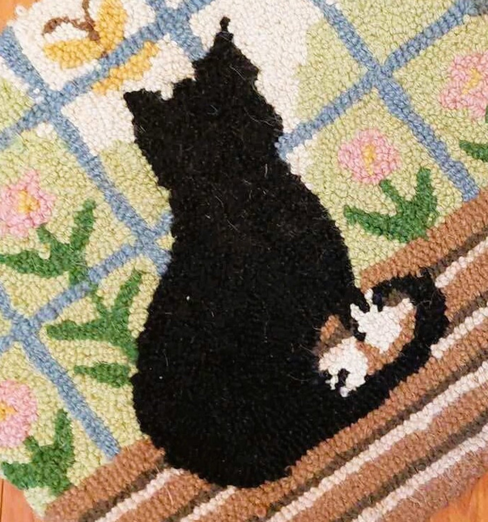 TWO Hand Crewel Black Cat Chair Pads - Etsy