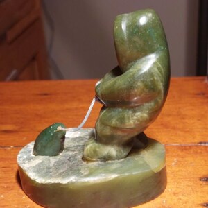 3.5 "small BC Jade Inuit Man Fishing , Hand Carved Vintage - Etsy