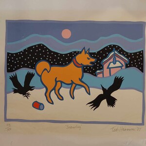 Vintage Ted Harrison ORIGINAL Signed Print, 1987 Numbered Snowdog - Etsy