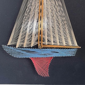 Vintage String Art, Boat String Art Picture 17 X 11 Inches - Etsy