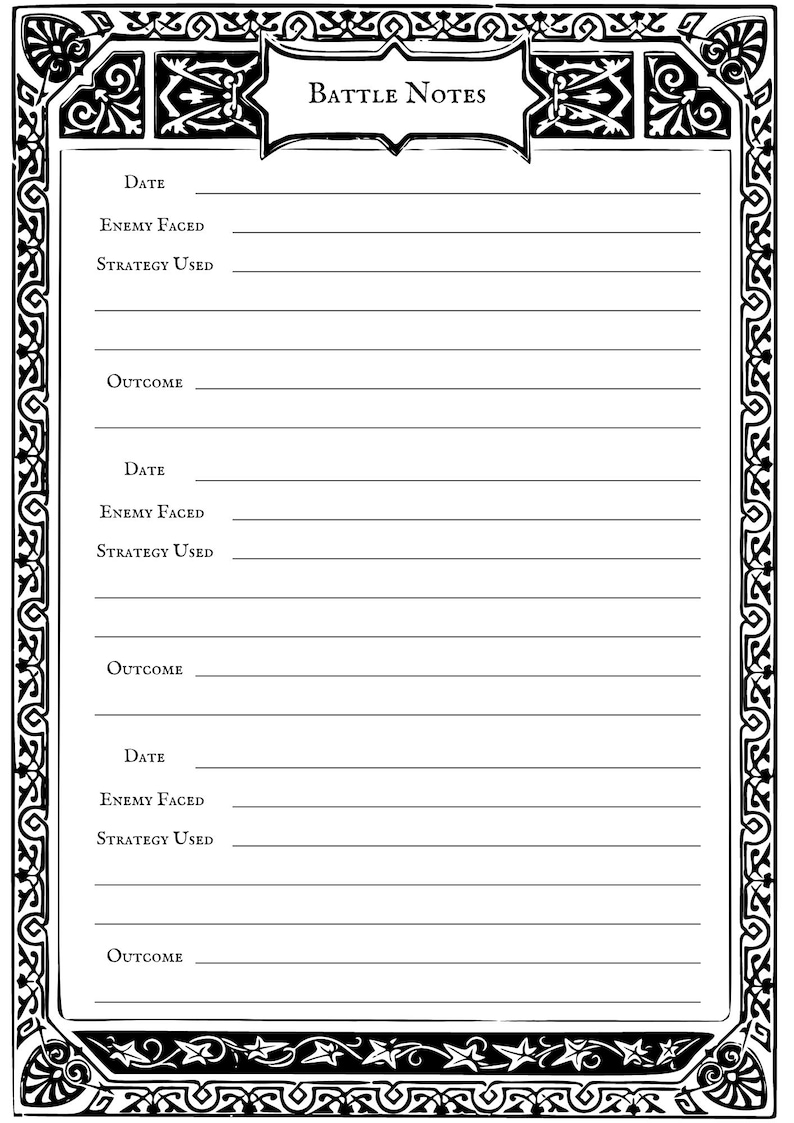 Elden Ring Printable Journal – Quest Tracker & RPG Note Sheets (PDF) - Etsy