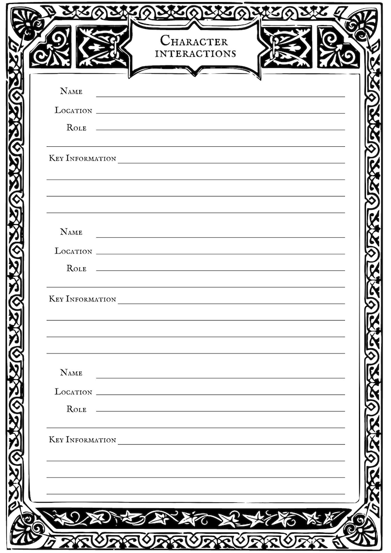 DND Character Sheet Printable | Fillable PDF for 5e | RPG Journal Pages ...