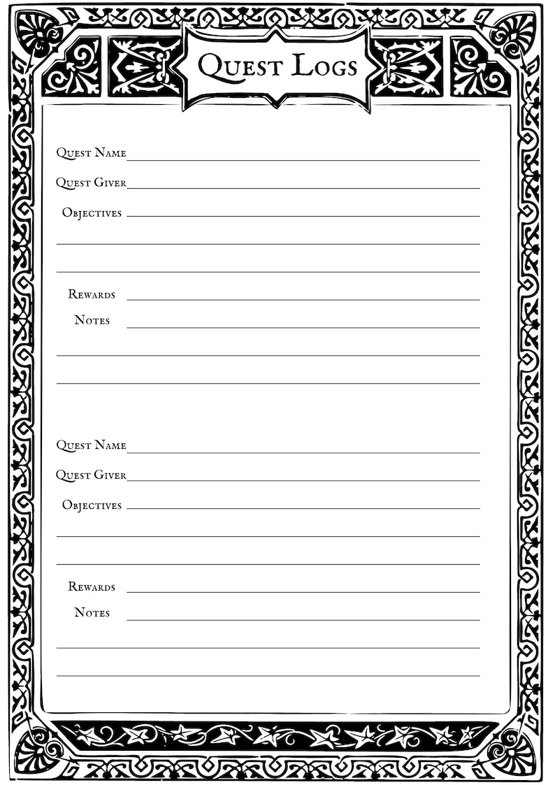 Elden Ring Printable Journal – Quest Tracker & RPG Note Sheets (PDF) - Etsy