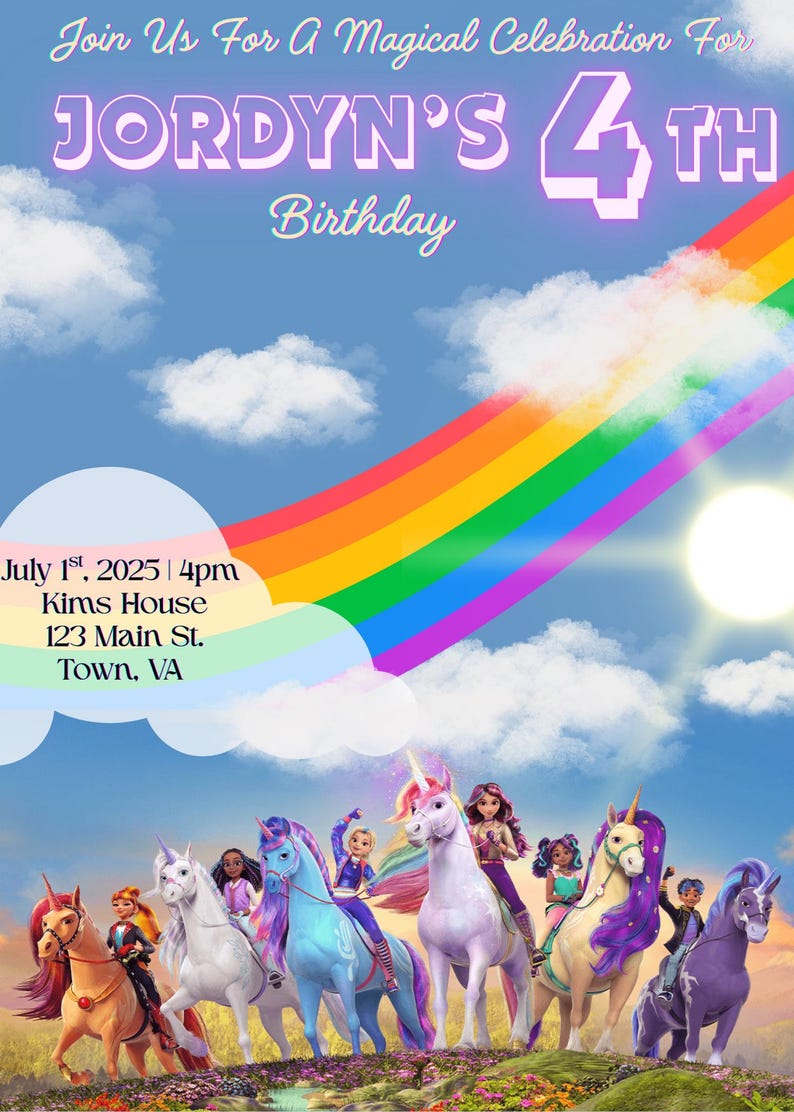 Unicorn Academy Birthday Invitation - Etsy