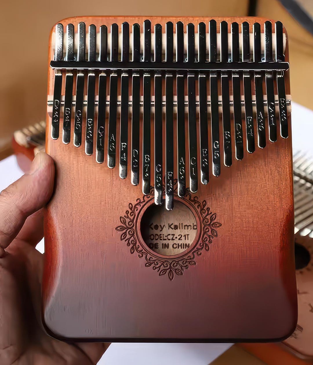 Kalimba Thumb Piano – Solid Wood Mbira With Engraved Notes & Sound Hole ...