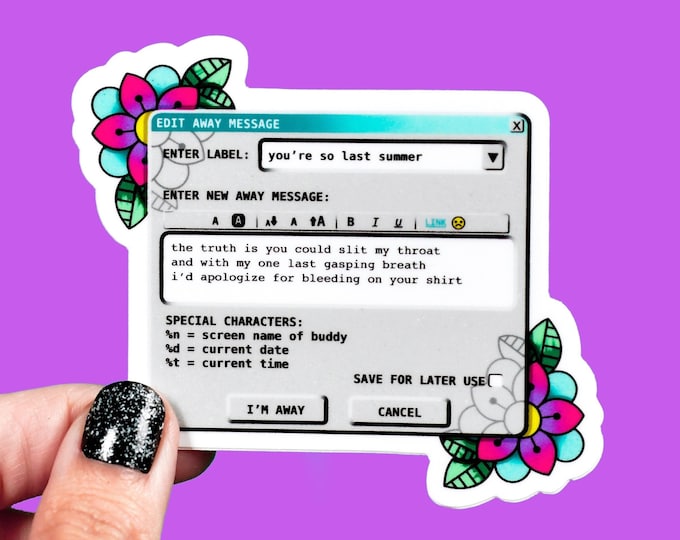 Classic Gray Aol Aim Away Message / Emo Elder Pop Punk Vinyl Sticker - Etsy