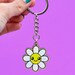 Smiley Face Daisy / Rainbow Kawaii Wooden Keychain - Etsy