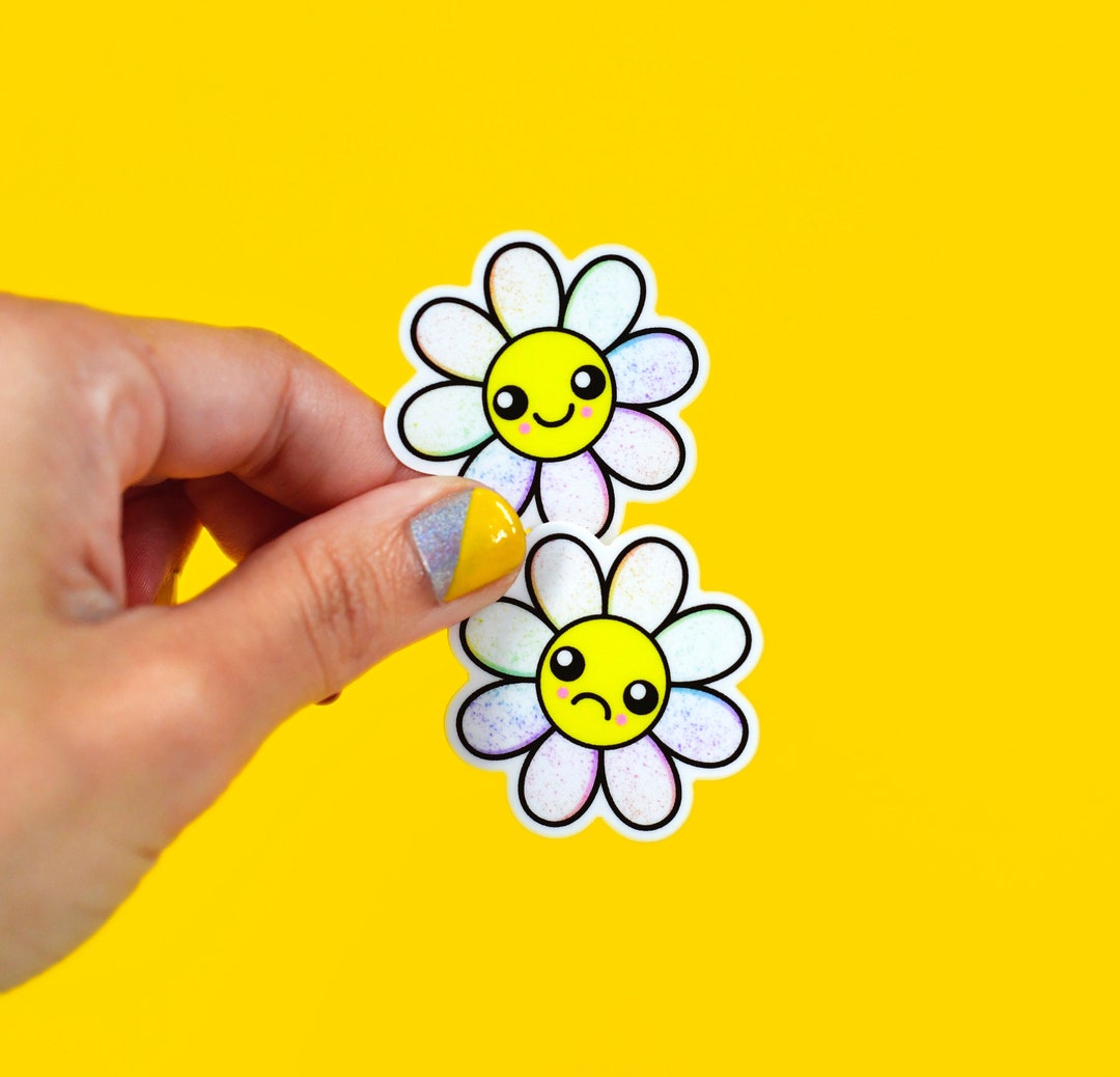 Happy and Sad Daisy Vinyl Sticker Pack / Rainbow Speckle - Etsy