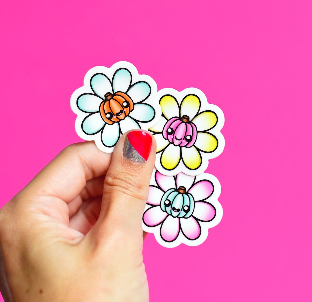 Halloween Pumpkin Daisy Pastel Vinyl Sticker Pack / Set of Three ...