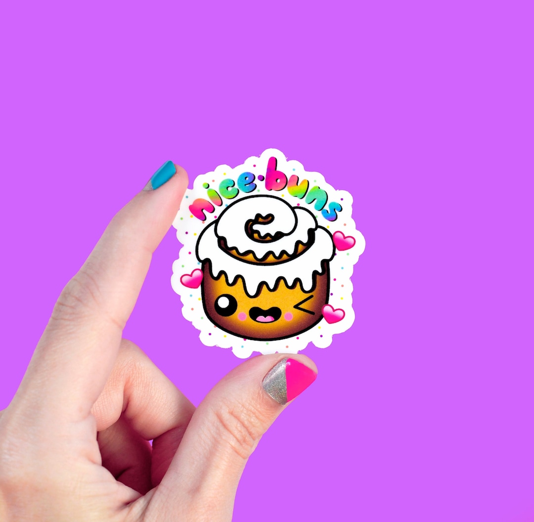 Nice Buns / Kawaii Cinnamon Bun Kawaii Sticker | Vinyl Laptop Stickers ...