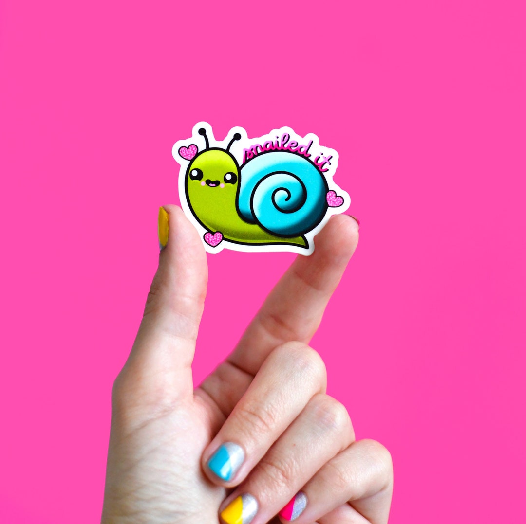 Snailed It Sticker, Waterproof Waterbottle Puns Cute Animal Sticker ...