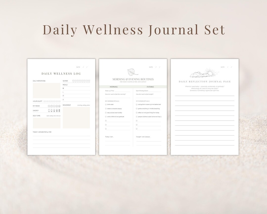 Daily Wellness Journal PDF | Reflection, Self-care & Routine Pages ...