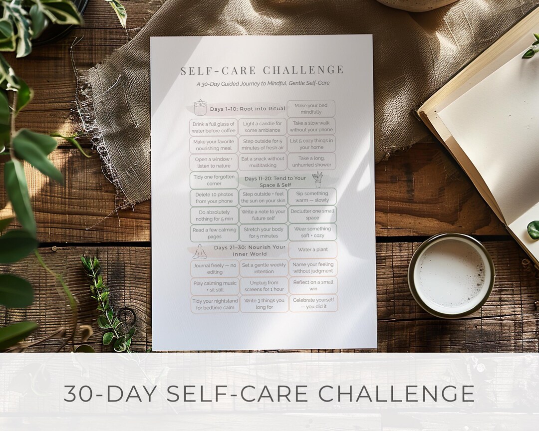 30-day Self-care Challenge Tracker | Printable PDF | Daily Self-care ...