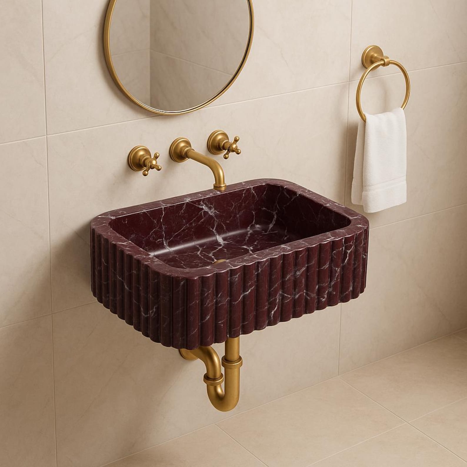 Premium Rosso Levanto Marble Sink, Uniquely Crafted Luxury Marble Sink ...
