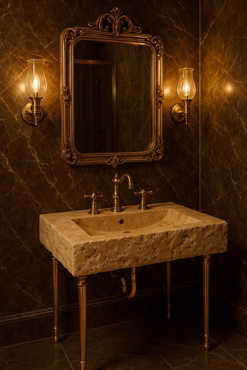 Ready to Ship - Luxury Travertine Marble Sink - Blast Cut Marble Sink ...