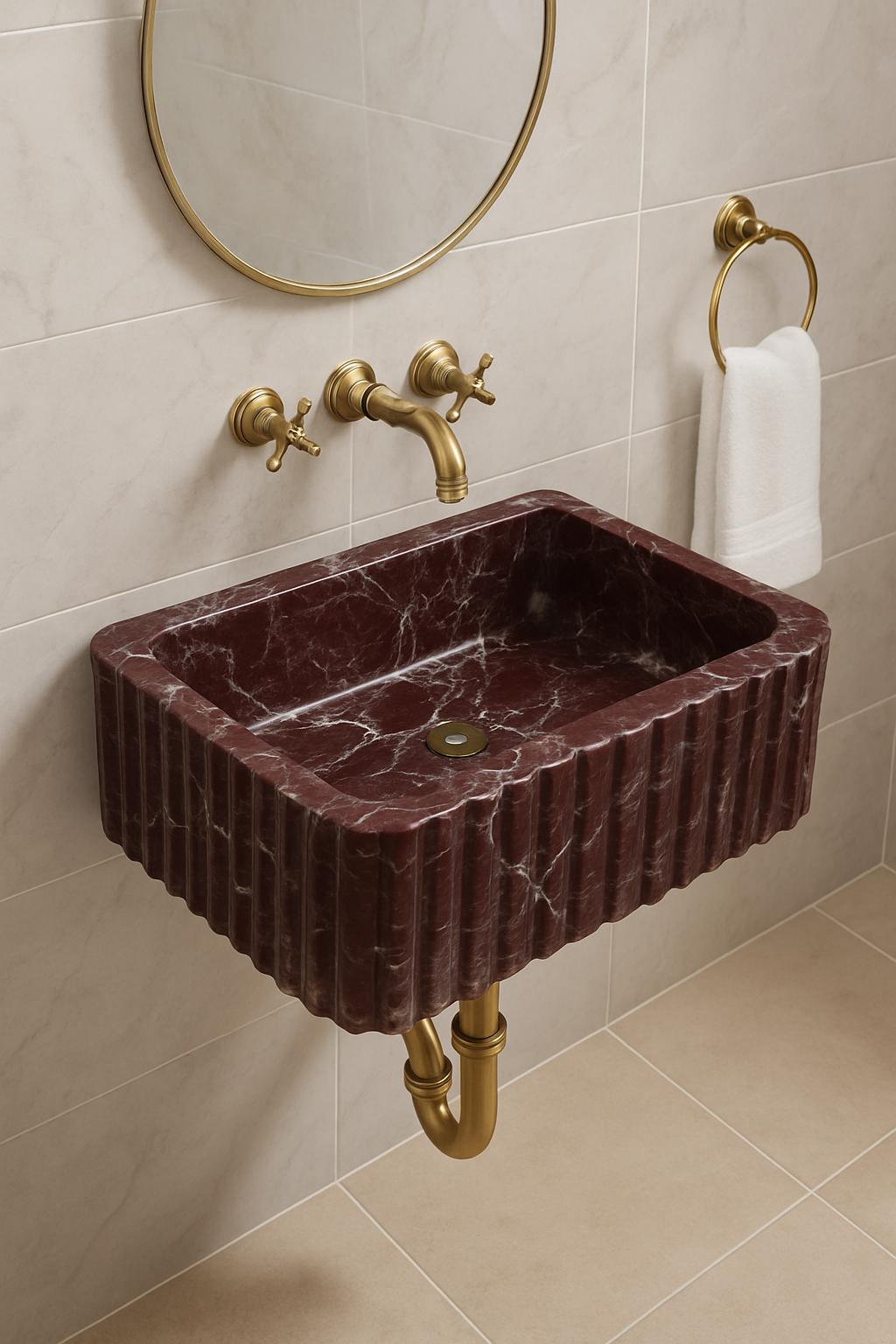 Premium Rosso Levanto Marble Sink, Uniquely Crafted Luxury Marble Sink ...