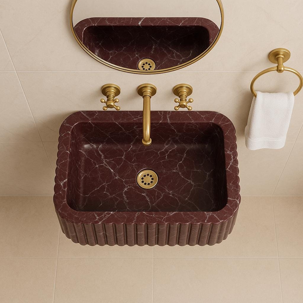 Premium Rosso Levanto Marble Sink, Uniquely Crafted Luxury Marble Sink ...