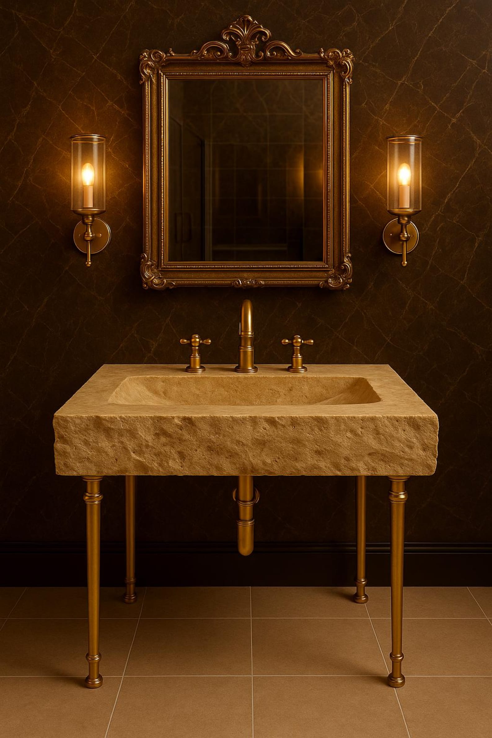 Ready to Ship - Luxury Travertine Marble Sink - Blast Cut Marble Sink ...