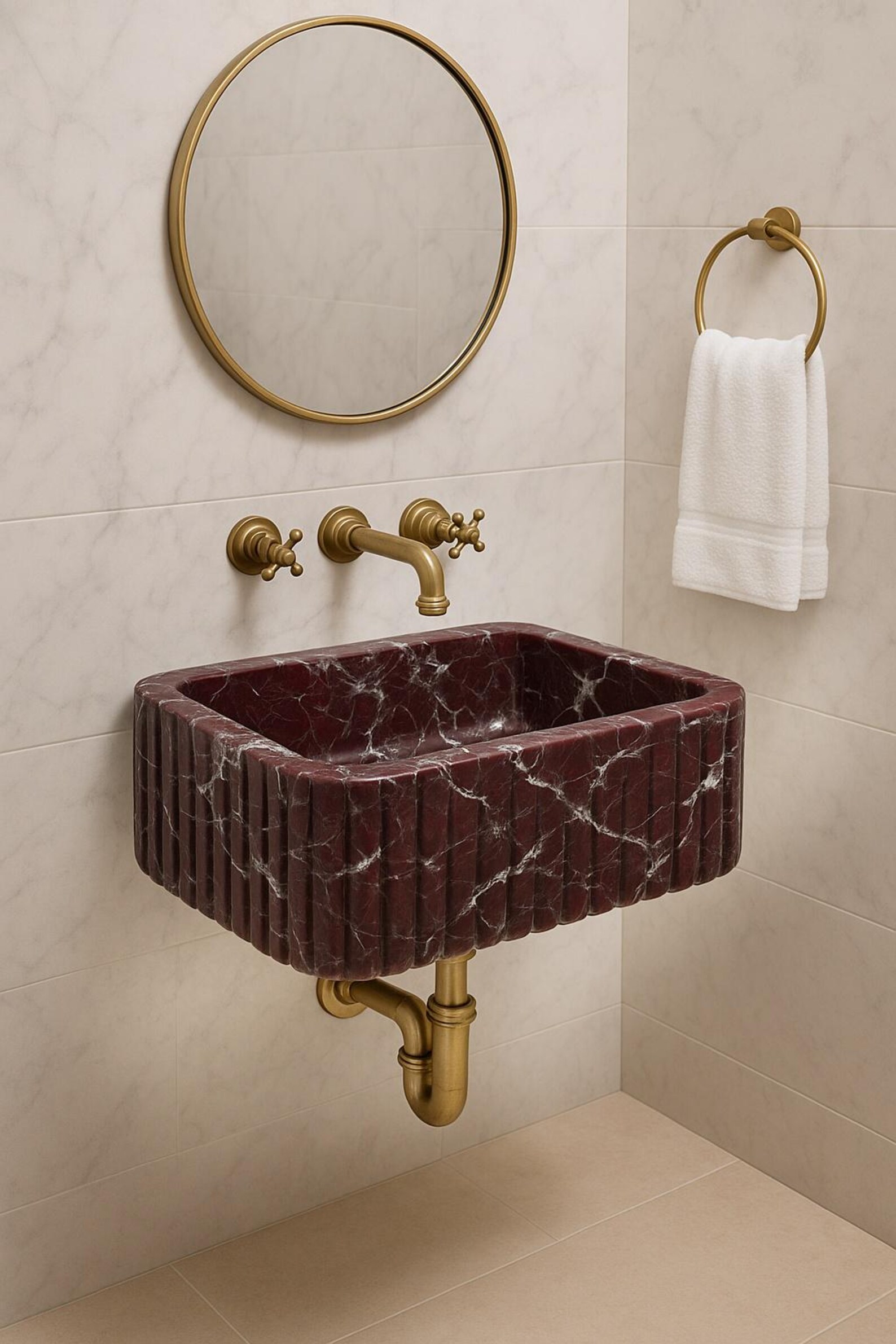 Premium Rosso Levanto Marble Sink, Uniquely Crafted Luxury Marble Sink ...