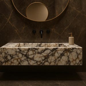 Luxury Large Calacatta Viola Sink, Customizable on Your Bath Dimensions ...