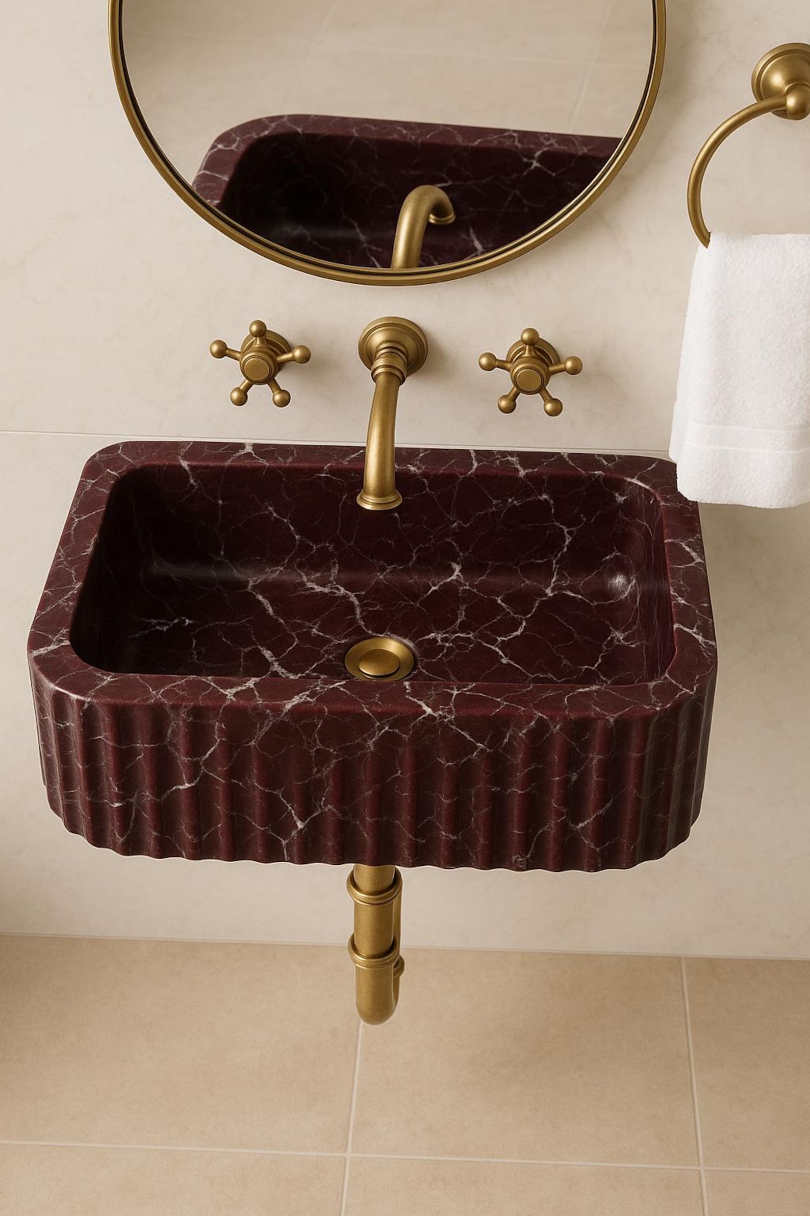 Premium Rosso Levanto Marble Sink, Uniquely Crafted Luxury Marble Sink ...