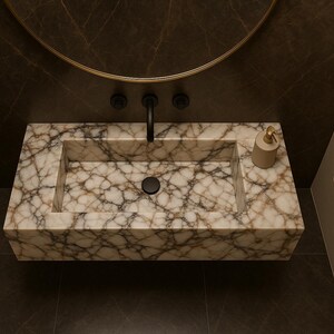 Luxury Large Calacatta Viola Sink, Customizable on Your Bath Dimensions ...