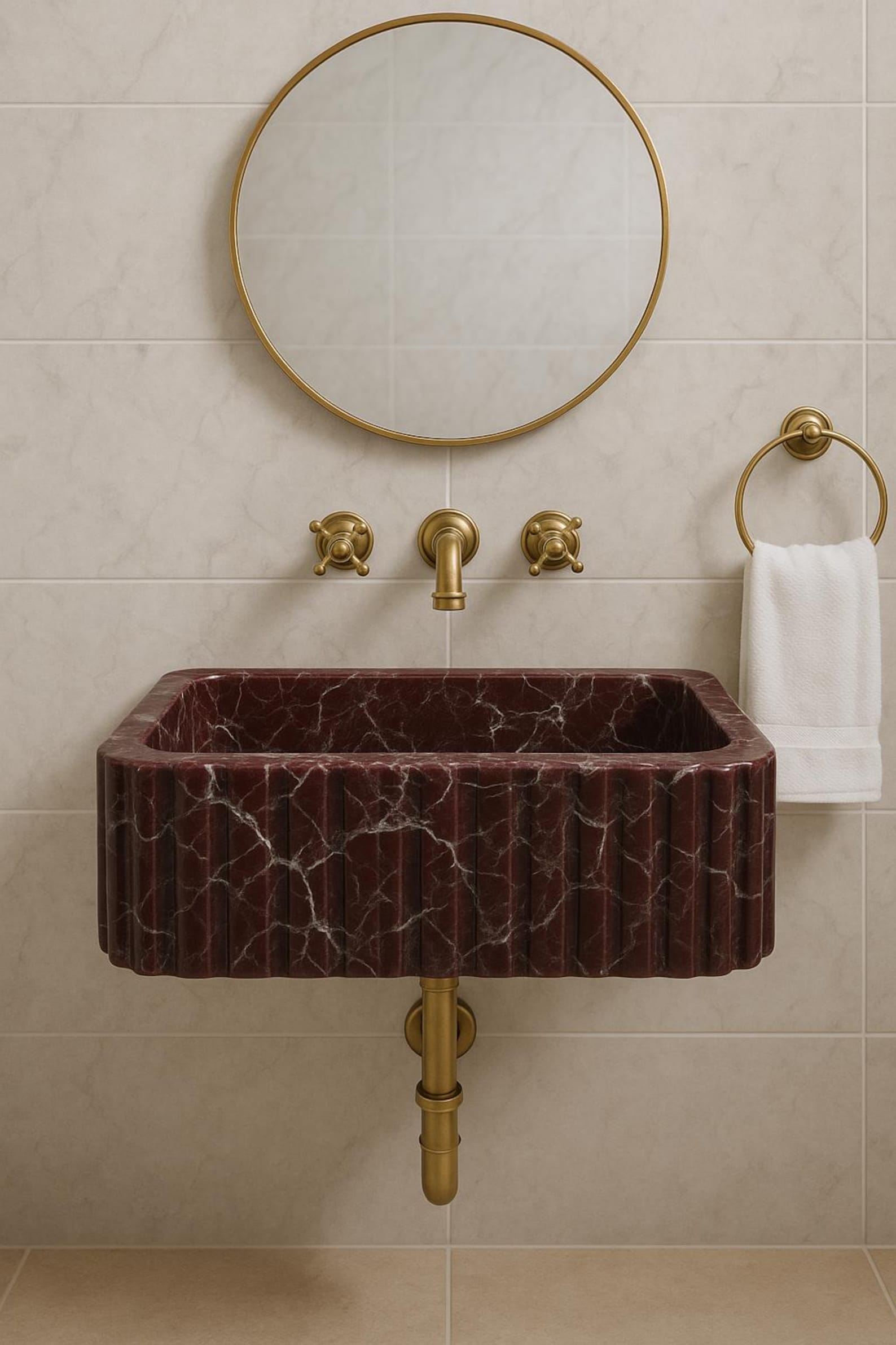 Premium Rosso Levanto Marble Sink, Uniquely Crafted Luxury Marble Sink ...