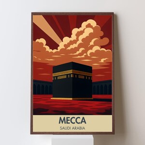 Mecca Travel Poster Print | Islamic Wall Art | Saudi Arabia Hajj Decor ...