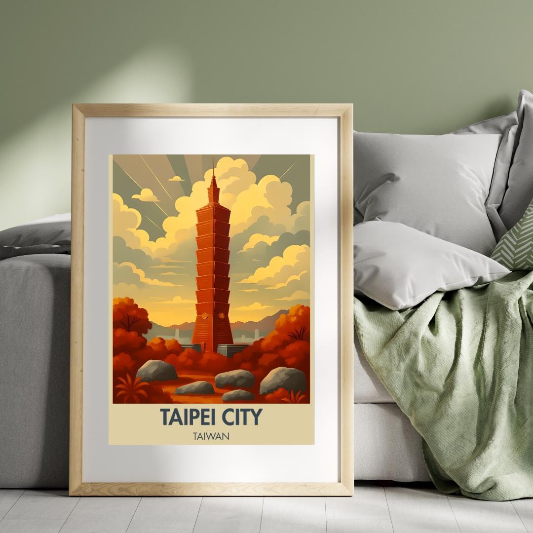 Taipei City Wall Art Print – Vintage Taiwan Travel Poster – Physical ...