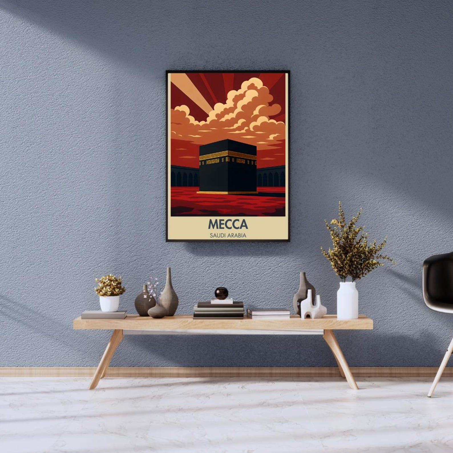 Mecca Travel Poster Print | Islamic Wall Art | Saudi Arabia Hajj Decor ...