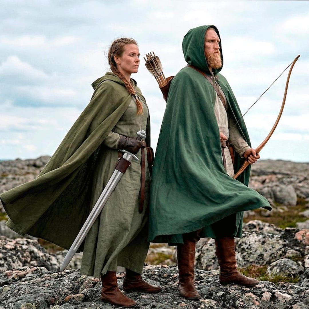 Medieval Green Cape Cloak With Hood, Renaissance Faire Cosplay,. - Etsy