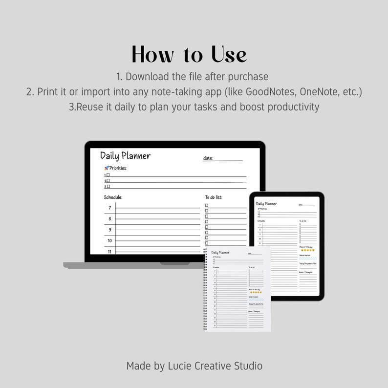 Printable Daily Planner | Minimalist to Do List Template | Aesthetic ...